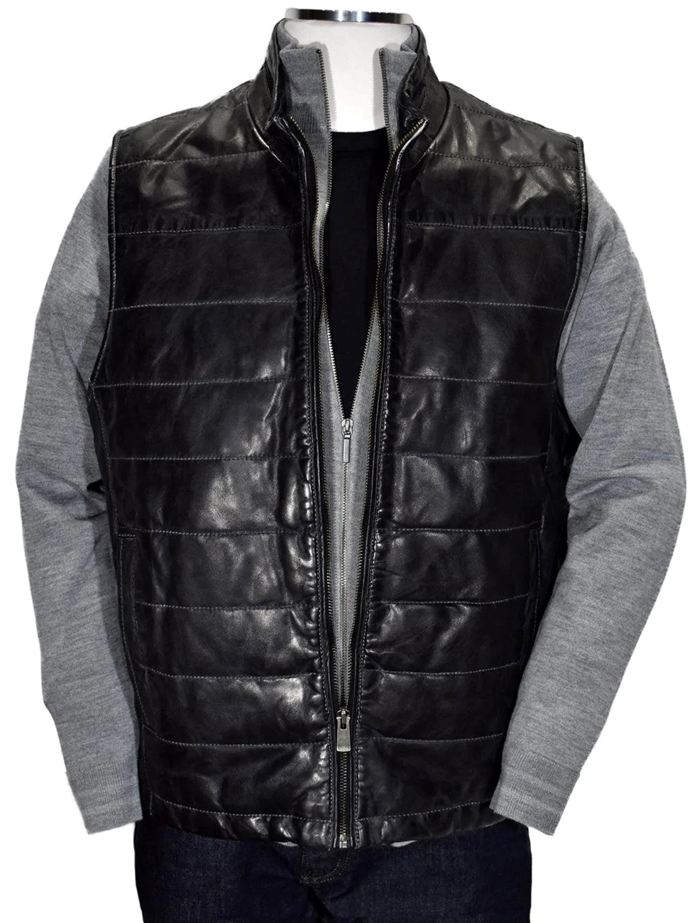 Black Cali Style Premium Leather Vest | Marcello Sport Outerwear ...